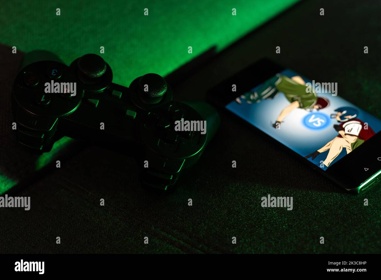 Gamer work space concept. gaming set up. top view of a gaming gear ...