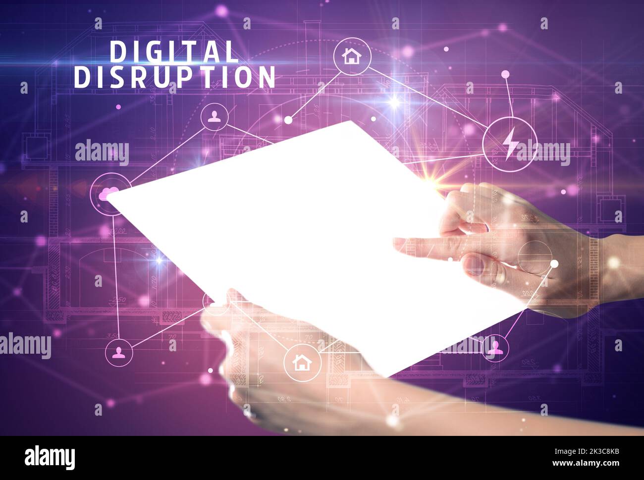 Holding futuristic tablet, security concept Stock Photo - Alamy