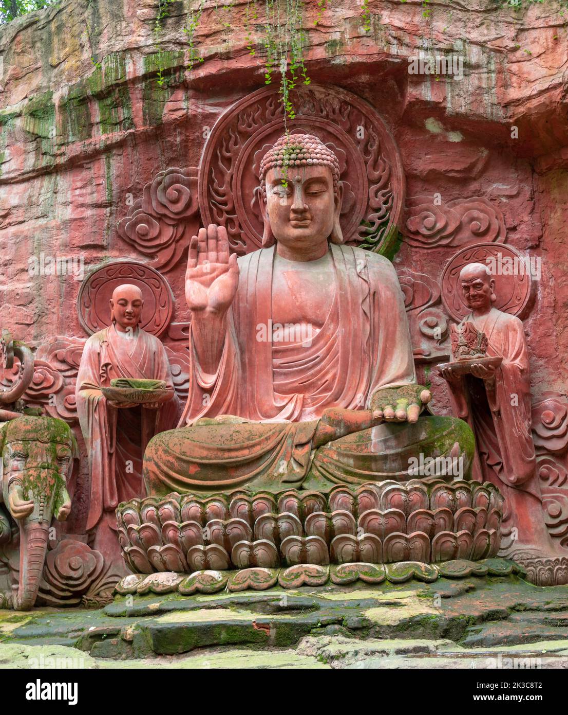 Stone Inscriptions on the Cliff of Buddha in Mount Emei, China Stock ...