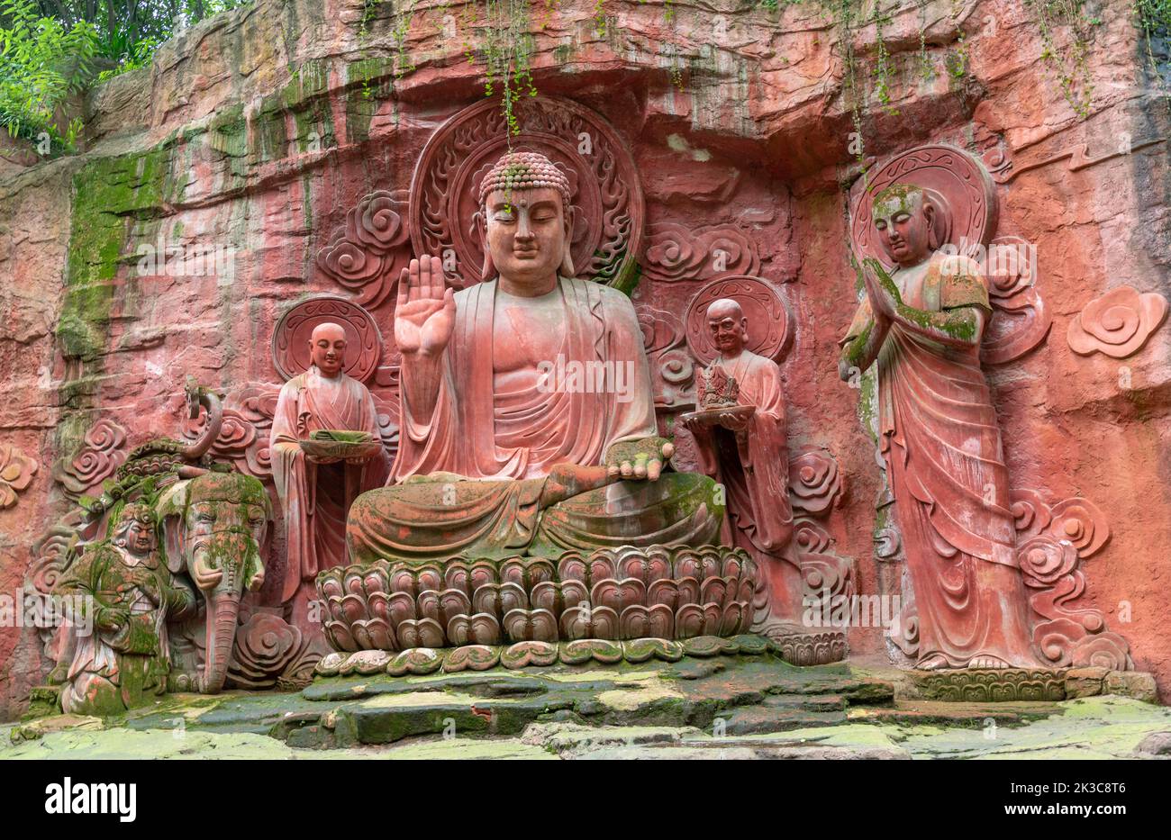 Stone Inscriptions on the Cliff of Buddha in Mount Emei, China Stock ...