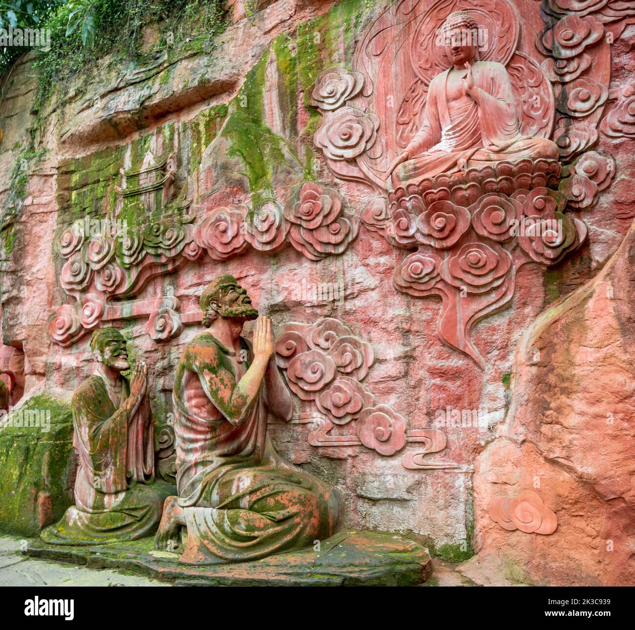 Stone Inscriptions on the Cliff of Buddha in Mount Emei, China Stock ...