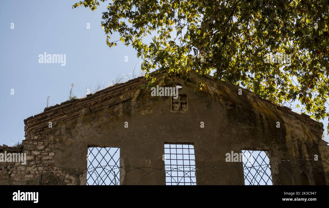 Old and ruined church in Istanbul, aged broken down structure with ...
