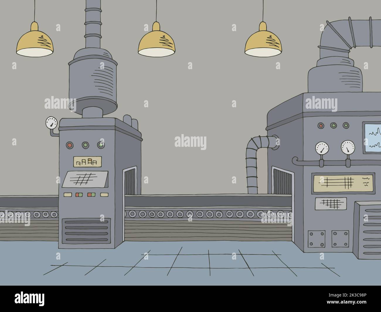 Factory interior graphic color sketch illustration vector Stock Vector ...