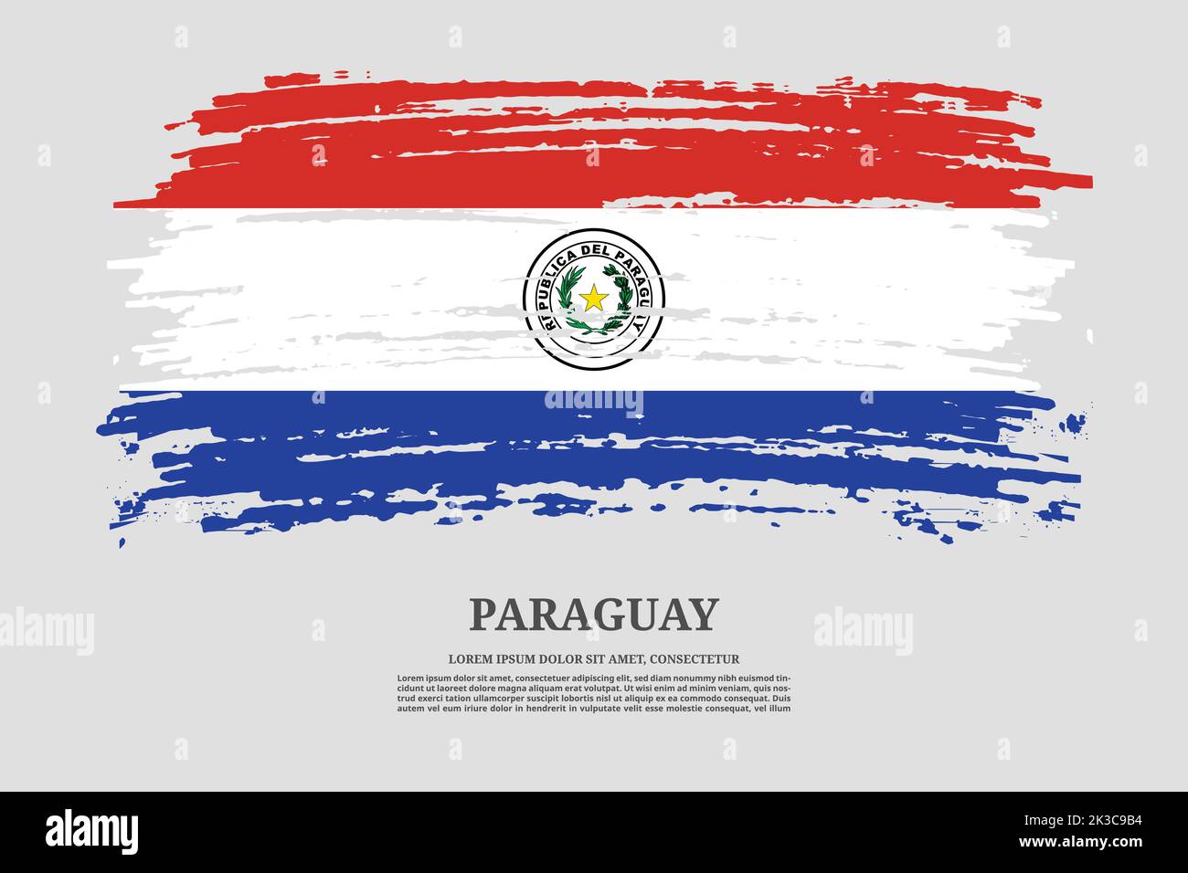 Paraguay flag with brush stroke effect and information text poster ...