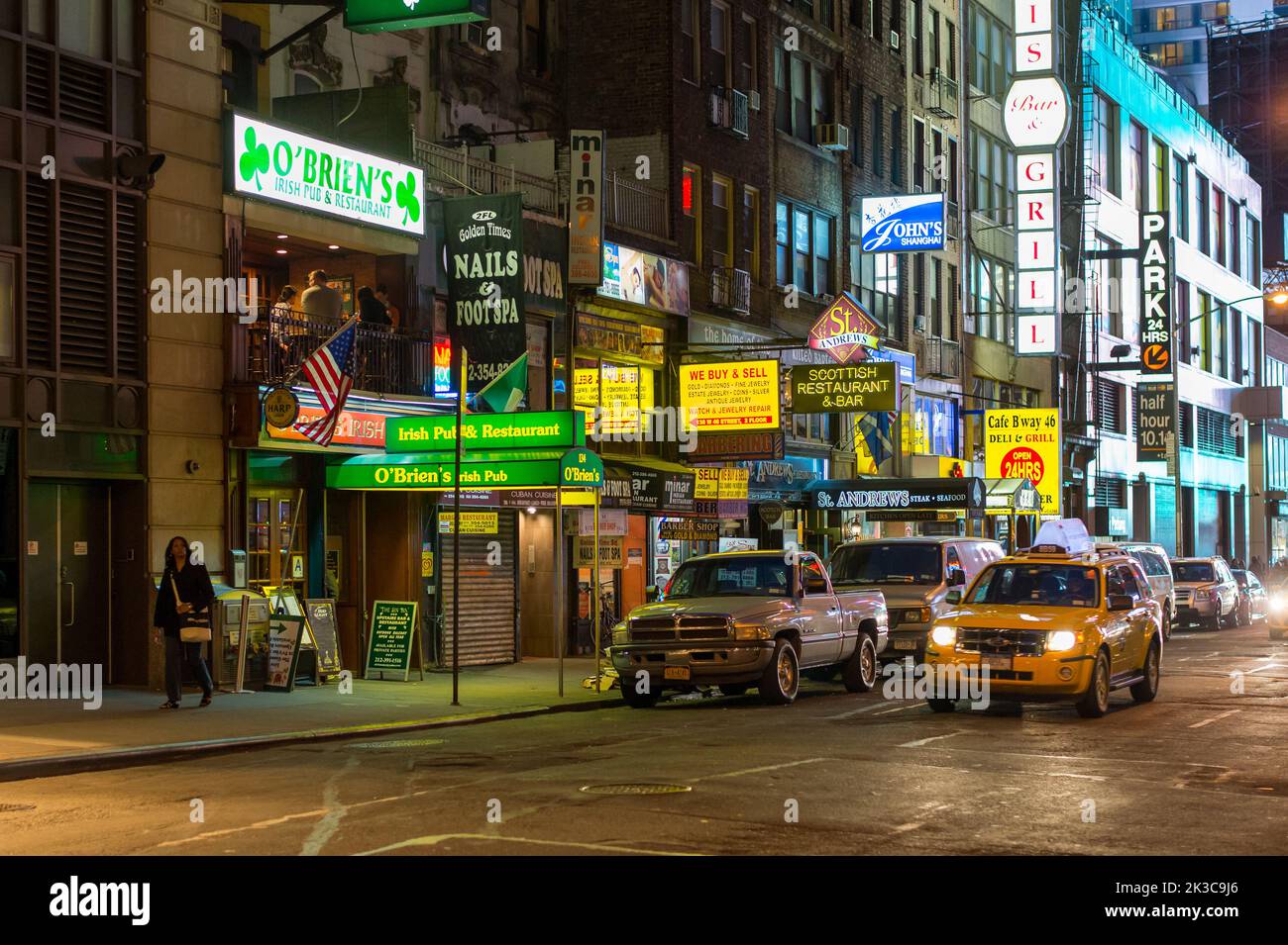 Urban landscape at West 46th Street near Times Square on Manhattan in ...
