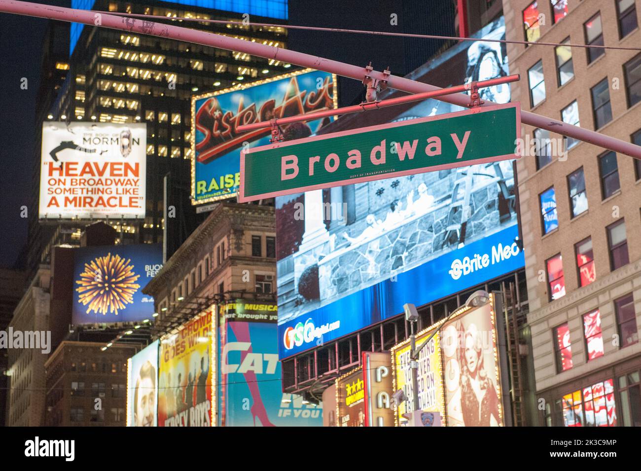Broadway sign at Times Square in Midtown Manhattan, New York City, USA ...