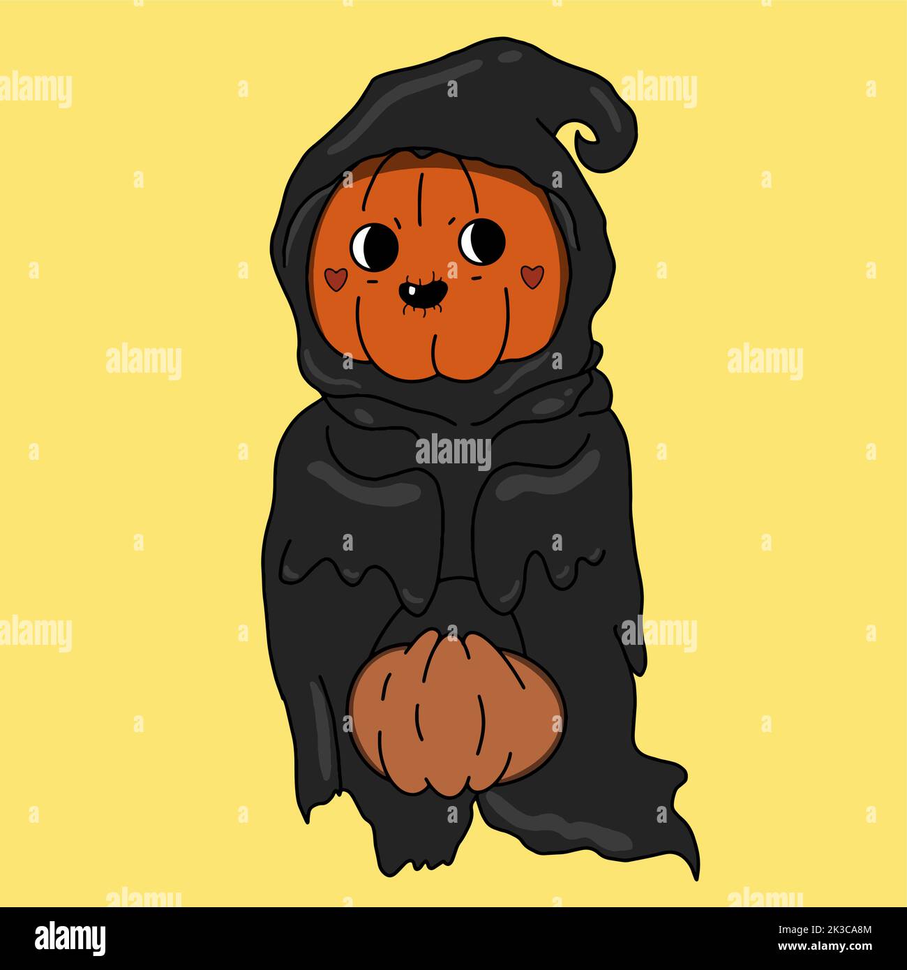 pumpkin in death costume picking candy halloween illustration Stock ...