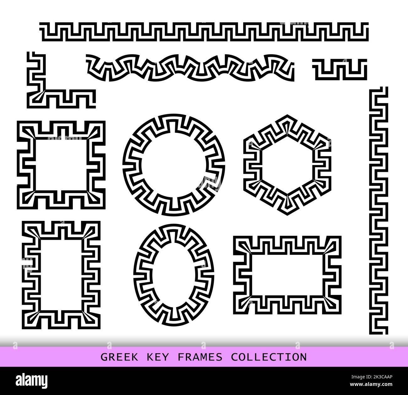 Ancient Greek black frames patterns collection, set of antique borders ...