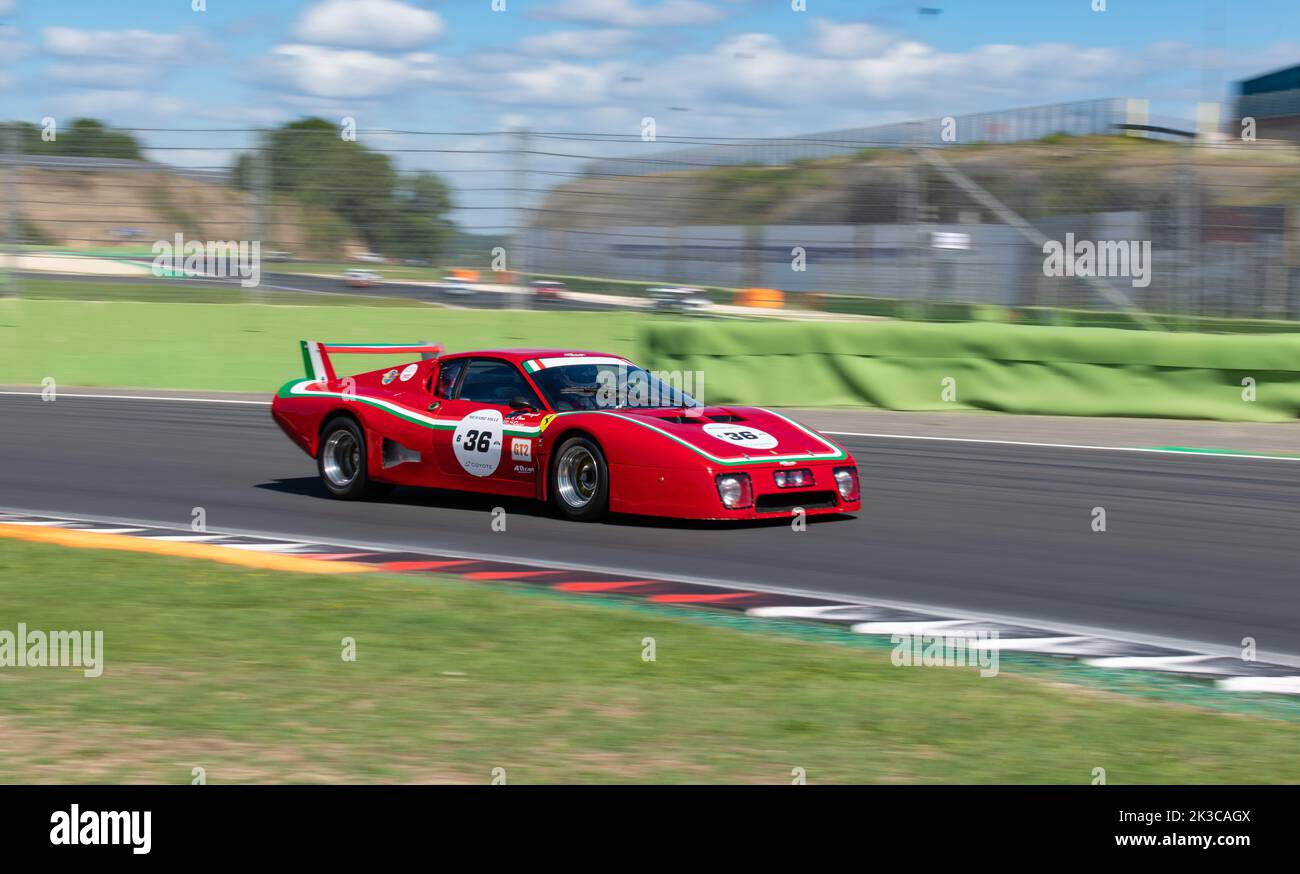 Ferrari 512 race car vintage historical action on asphalt racetrack ...