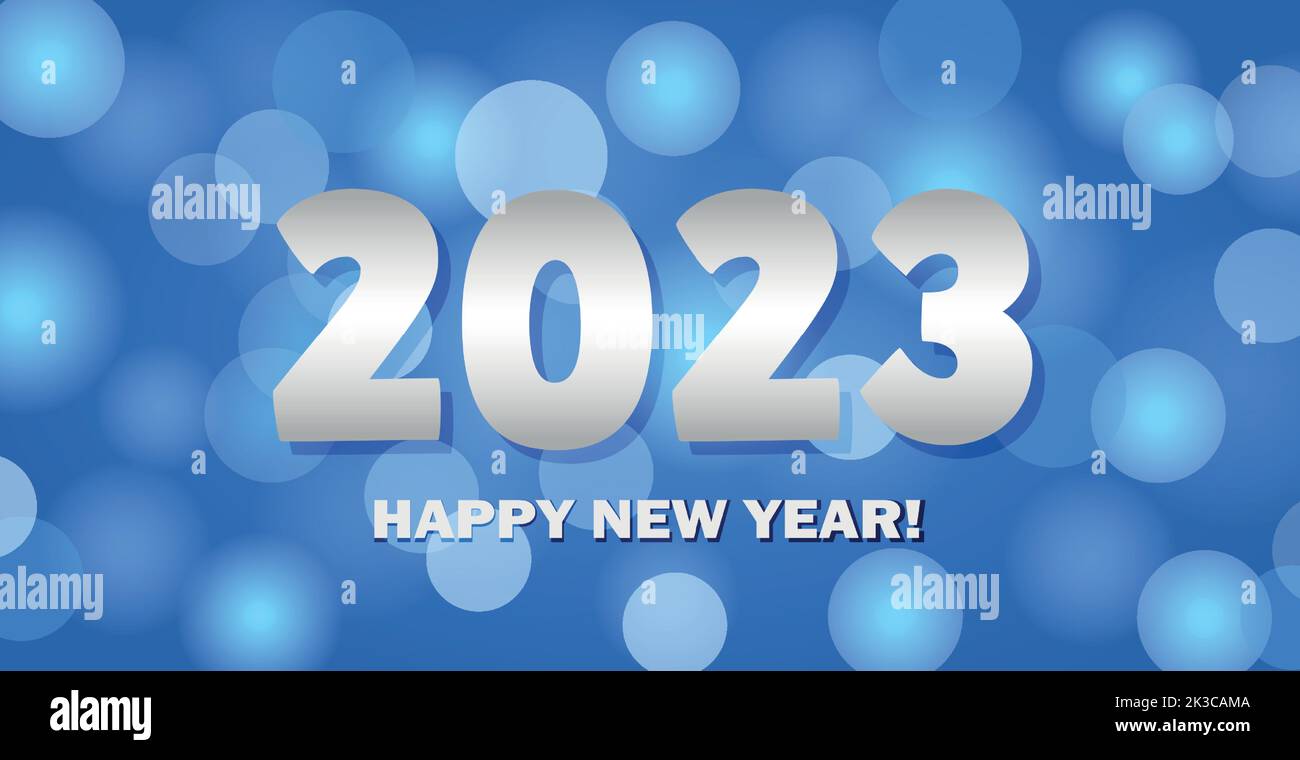 Merry Christmas and Happy New Year 2023, bright bokeh background ...