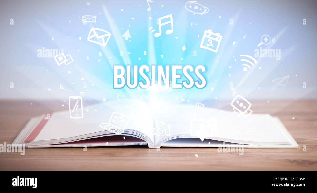 open book with business inscription Stock Photo - Alamy