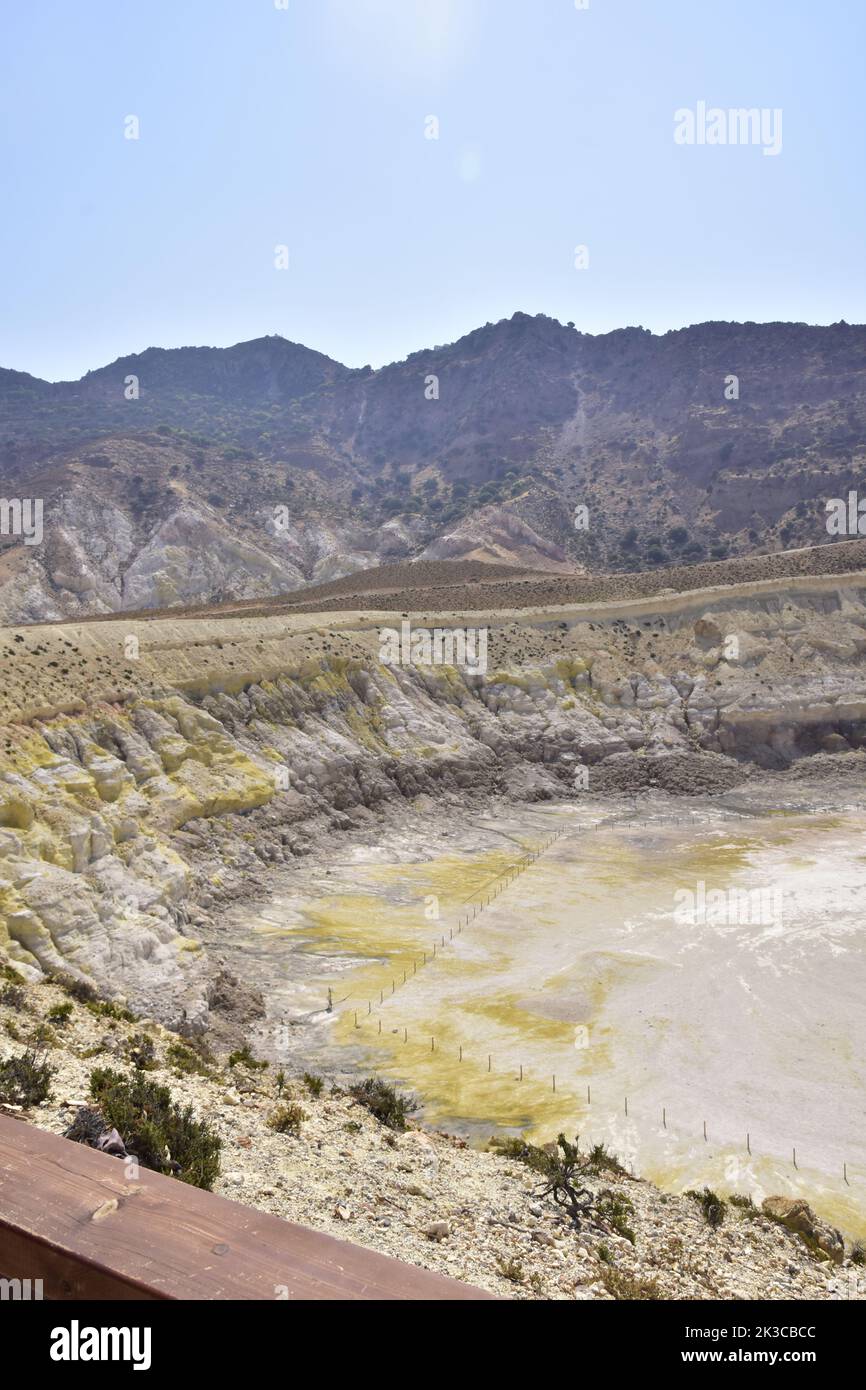 A view of the active hydrothermal crater of Stefanos volcano on the ...