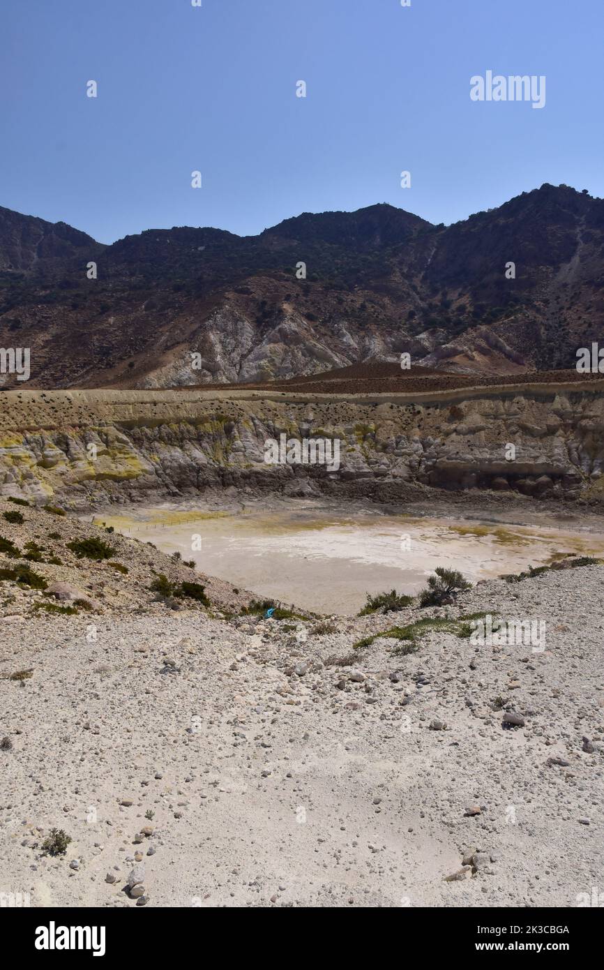 A view of the active hydrothermal crater of Stefanos volcano on the ...