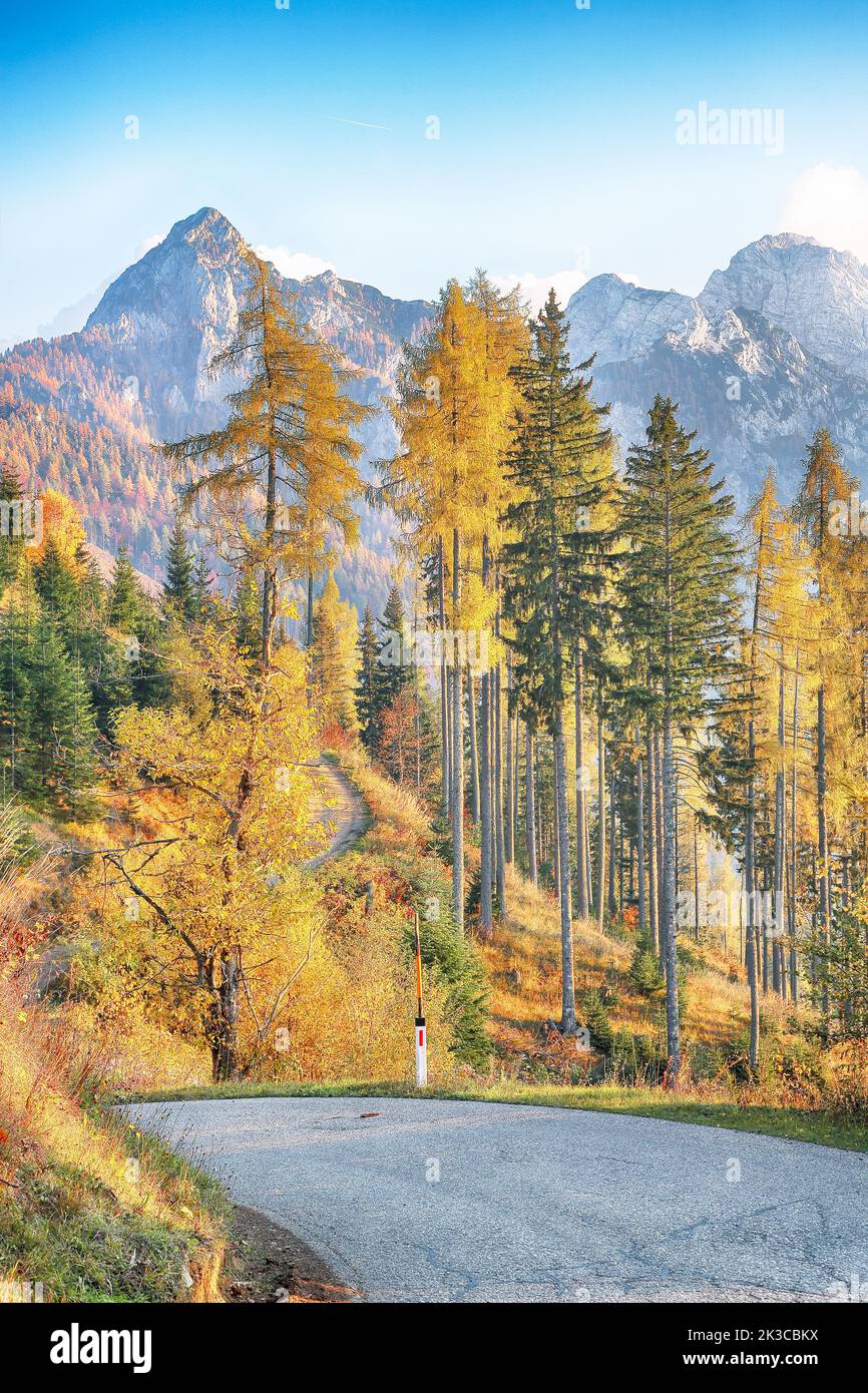 Picturesque view of Popular tourist destination Solcava panoramic road ...