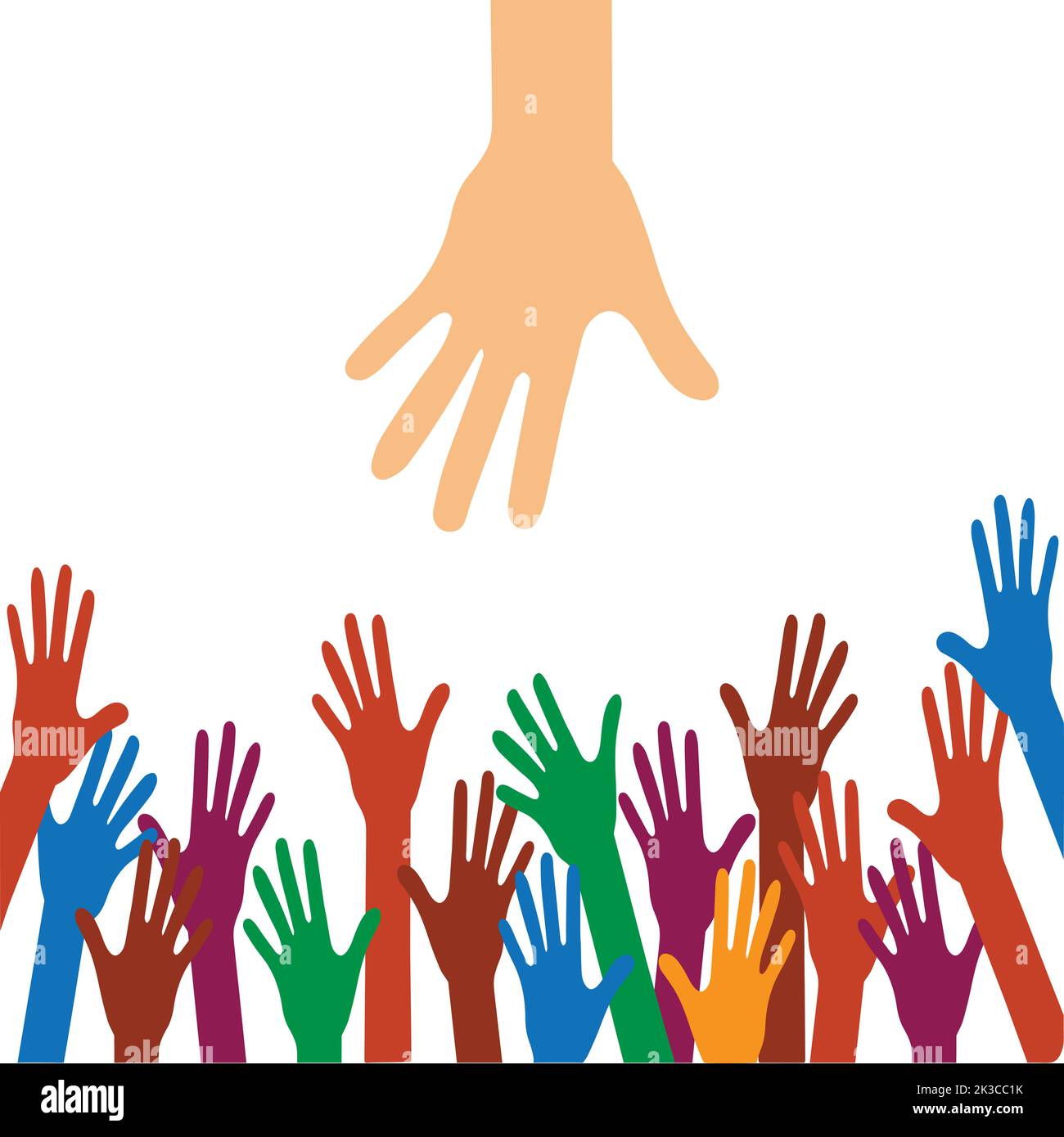 Helping hands of different colors, human solidarity concept Stock ...