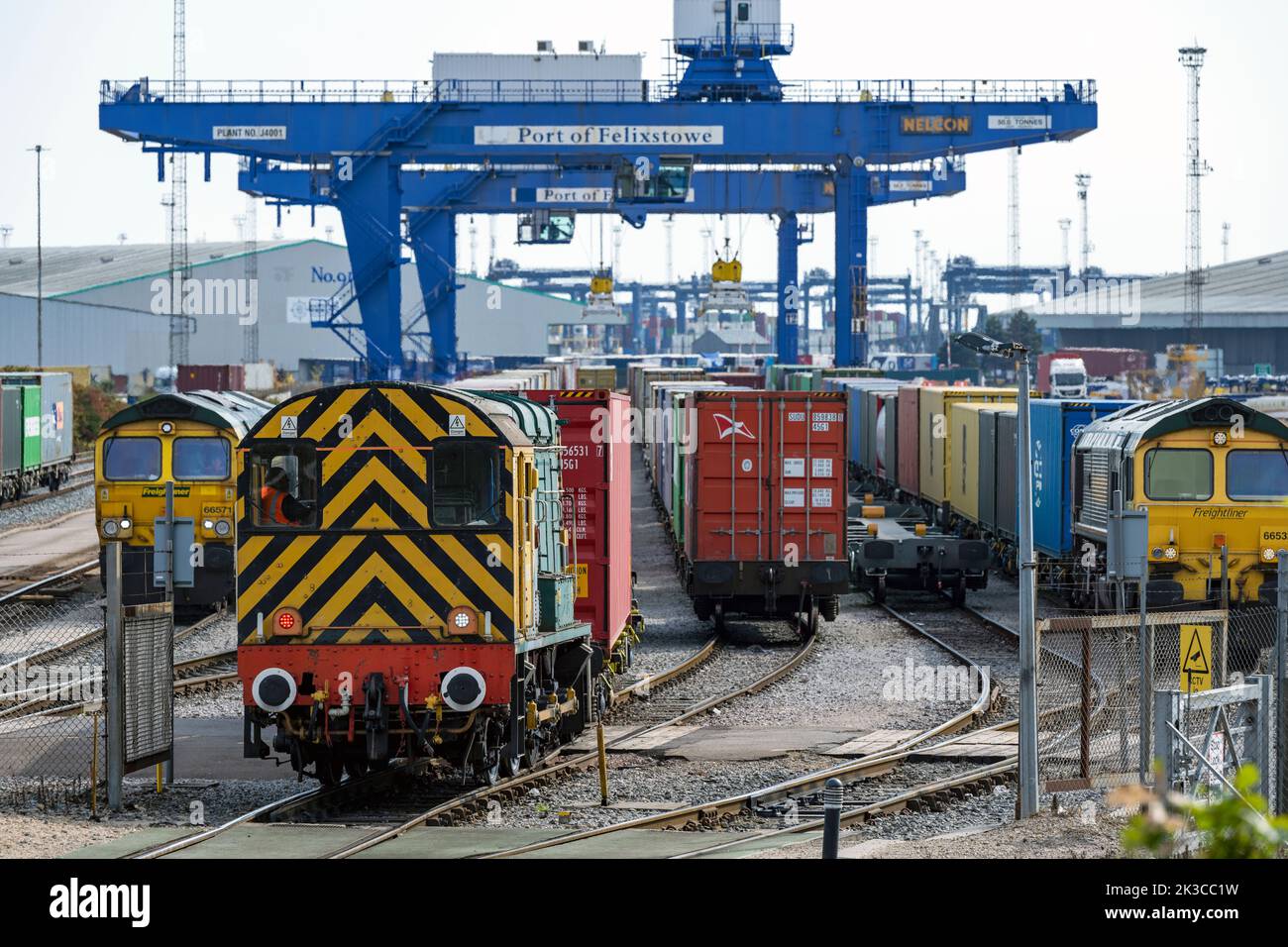 North rail freight terminal Port of Feli9xstowe Suffolk England Stock ...