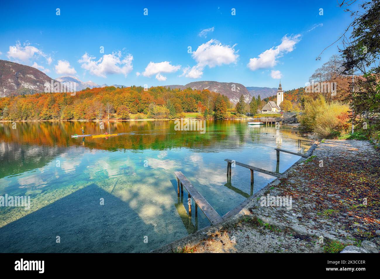 Astonishing view of Church of St. John the Baptist on Bohinj Lake ...
