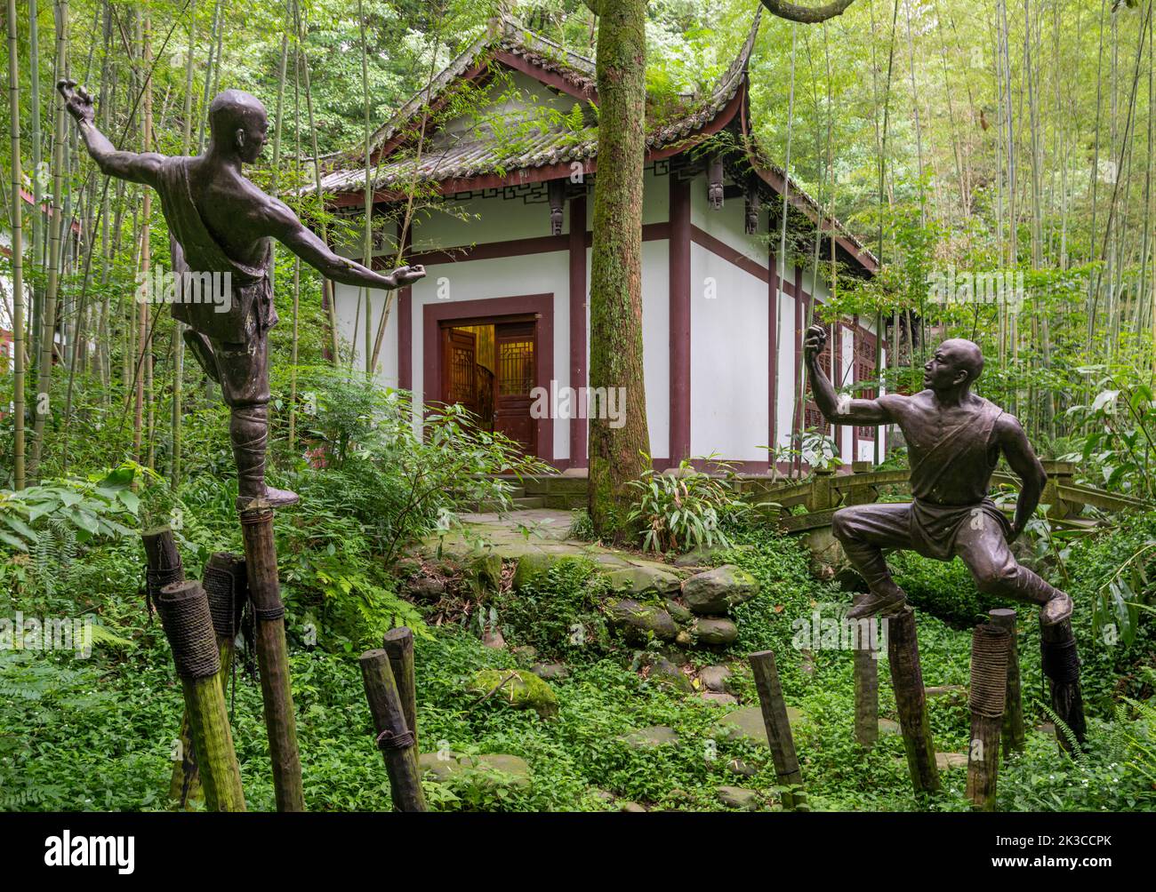 A landscape of ancient pagan buildings at the foot of a mountain in ...