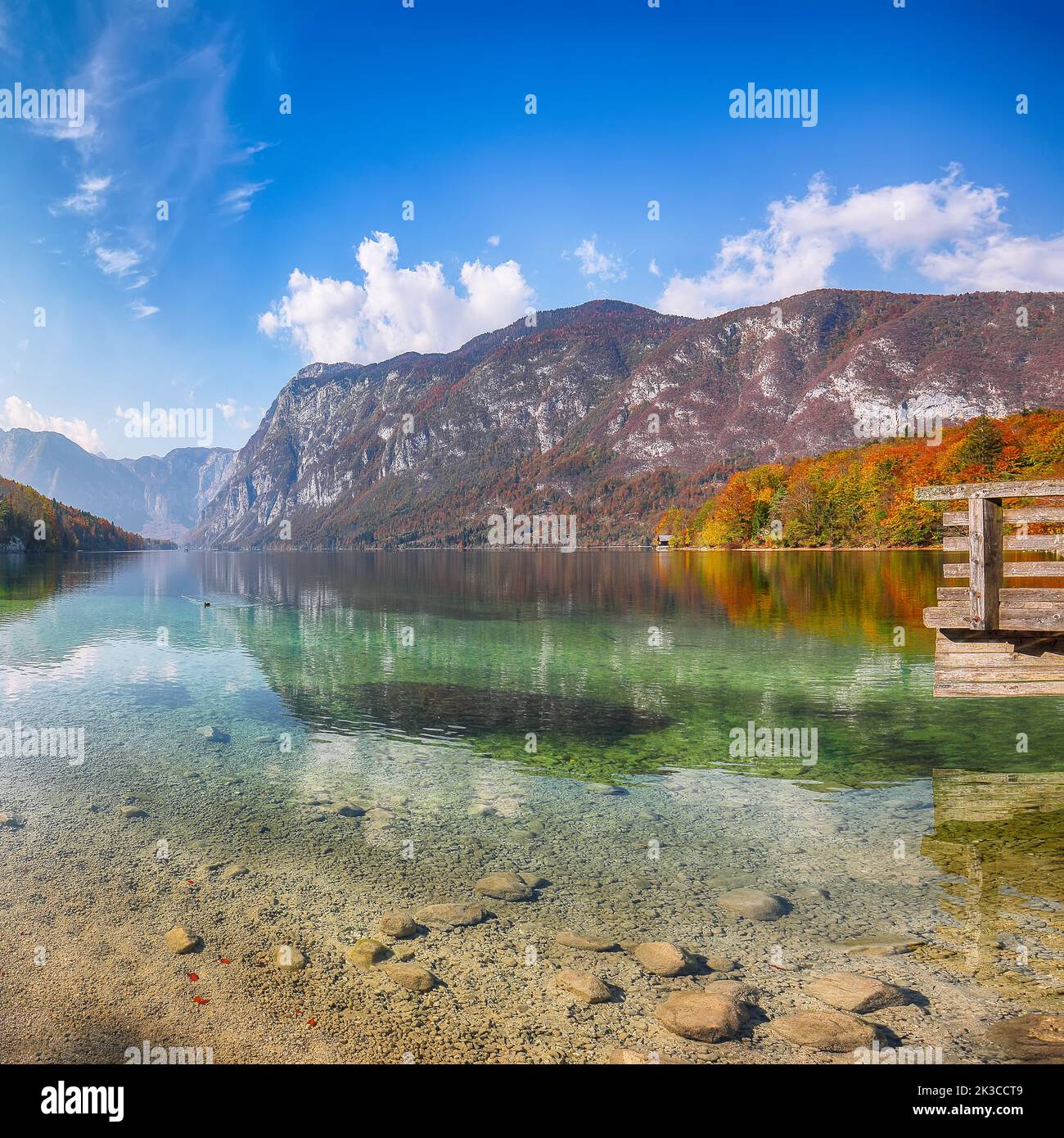 Fabulous view of Bohinj Lake at autumn time . Popular tourist ...