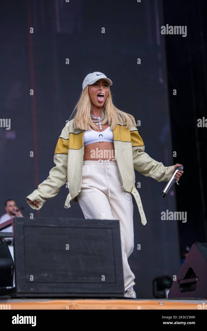 Swiss rapper Loredana performing at Lollapalooza festival in Berlin ...