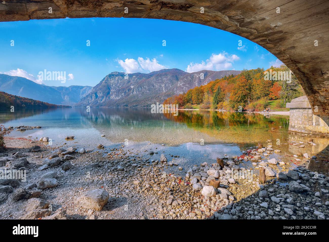 Fabulous view of Bohinj Lake at autumn time . Popular tourist ...