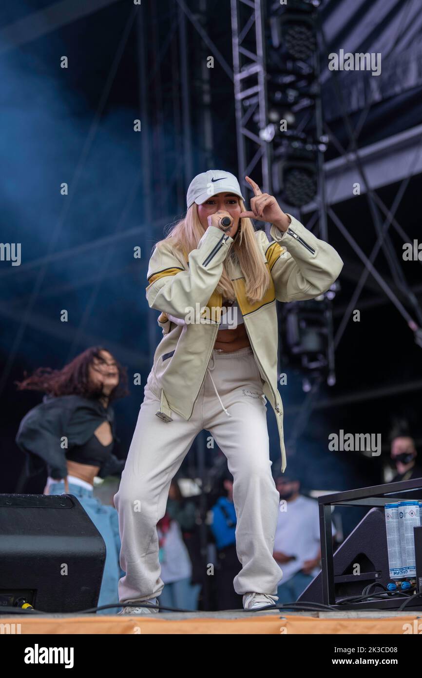 Swiss rapper Loredana performing at Lollapalooza festival in Berlin ...