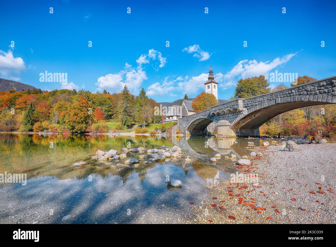 Astonishing view of Church of St. John the Baptist on Bohinj Lake ...