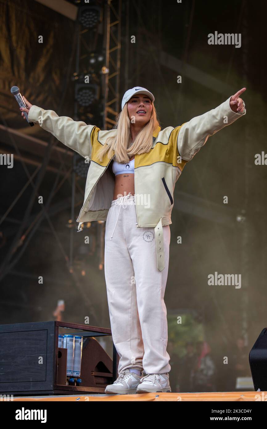 Swiss rapper Loredana performing at Lollapalooza festival in Berlin ...