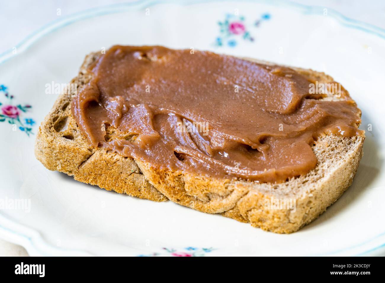 Chestnut Spread Paste with Toast Bread Slice. Creme de Marrons. Ready ...
