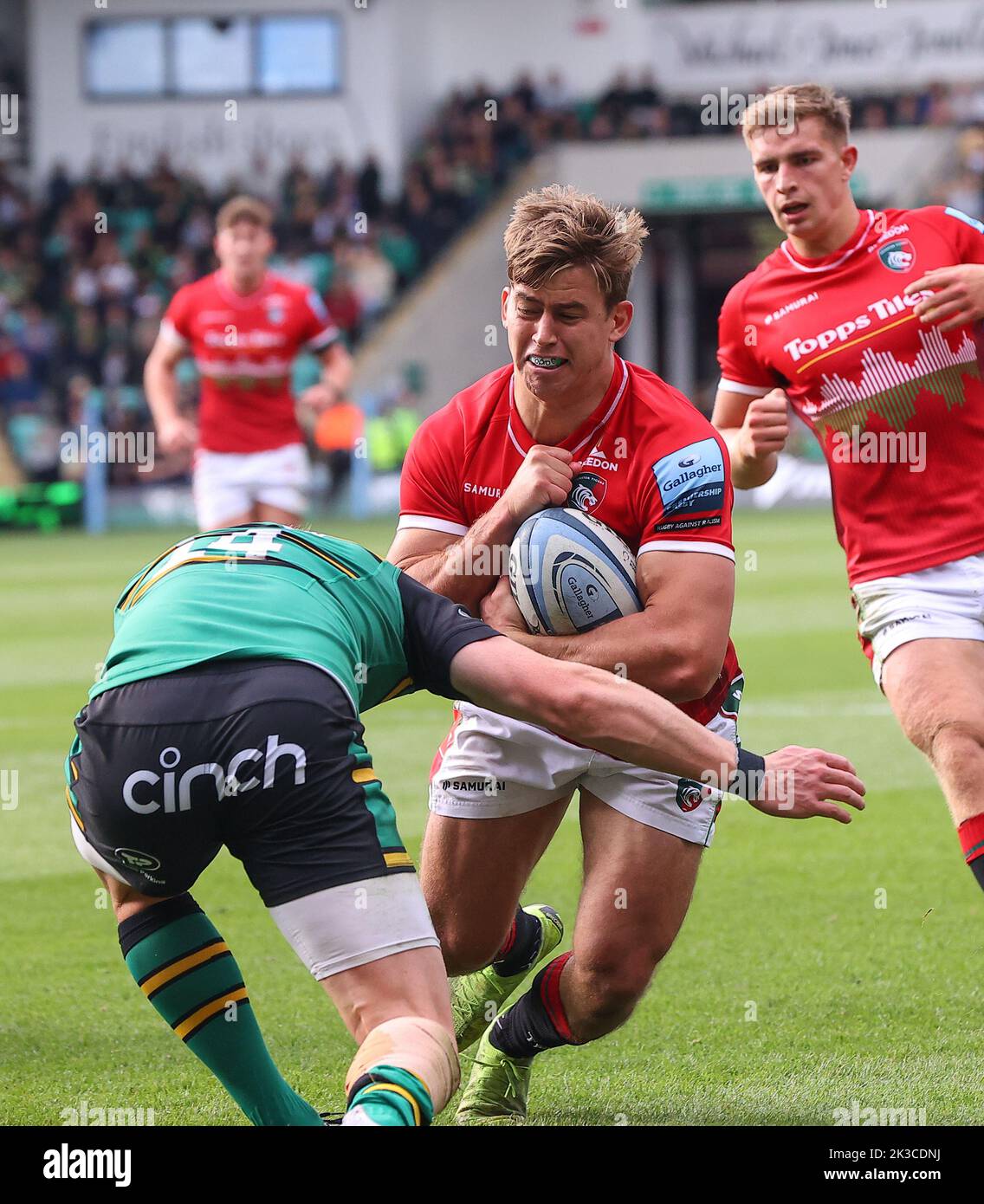 24.09.2022 Northampton, England. Rugby Union. Guy Porter makes a break ...