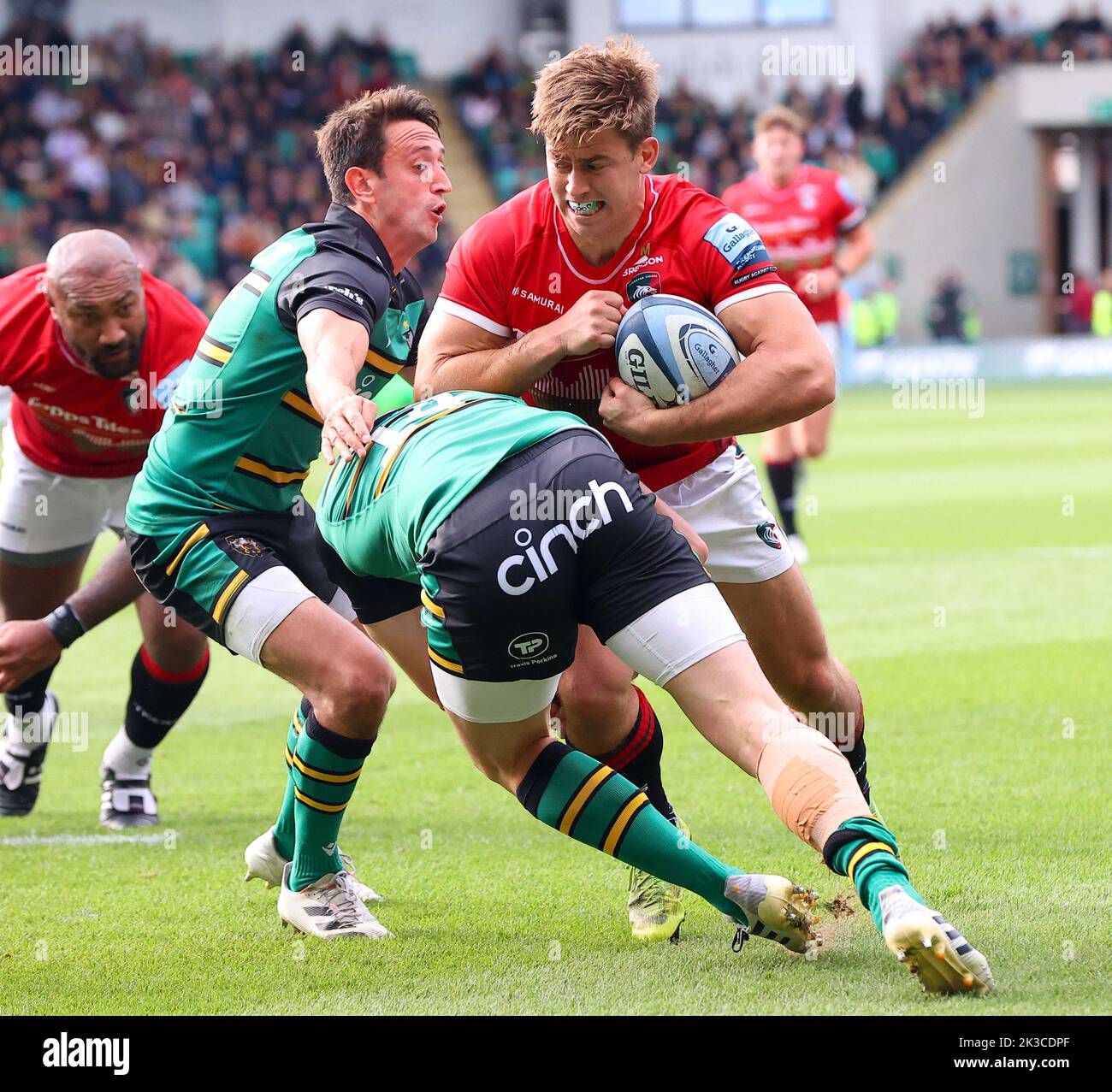 24.09.2022 Northampton, England. Rugby Union. Guy Porter makes a break ...