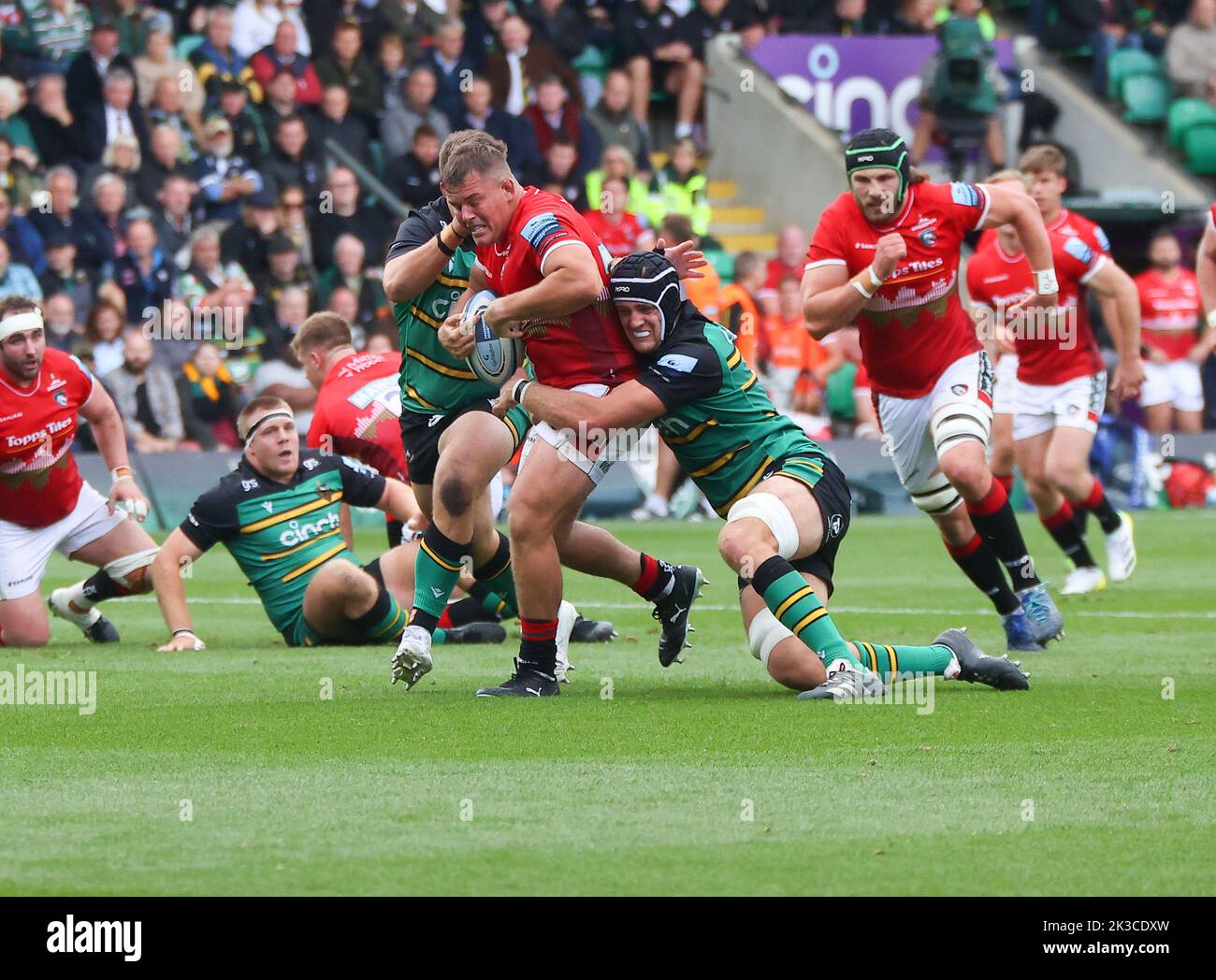 24.09.2022 Northampton, England. Rugby Union. Charlie Clare on the ...