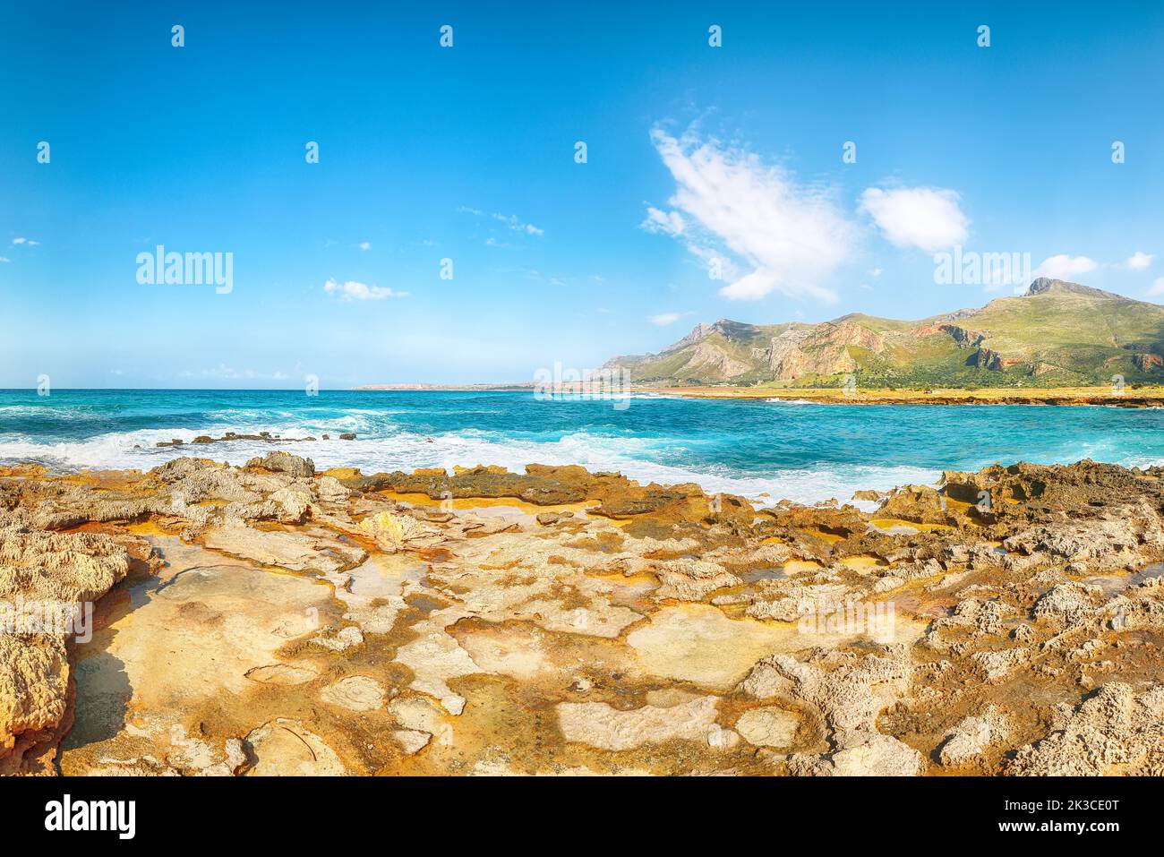 Amazing seascape of Isolidda Beach near San Vito cape. Popular travel ...