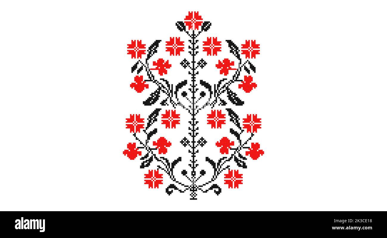 Embroidered good like old handmade cross-stitch ethnic Ukraine pattern ...