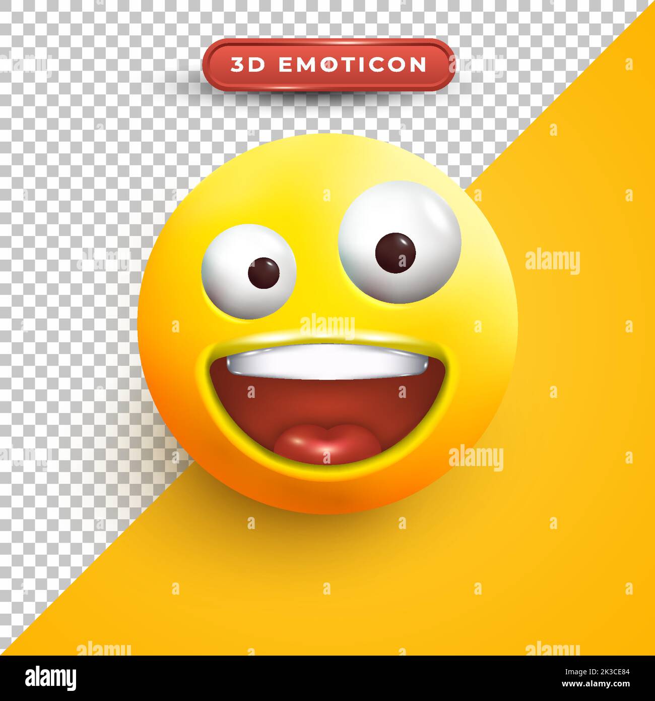 A 3D emoji of a crazy face on a transparent and yellow background Stock ...