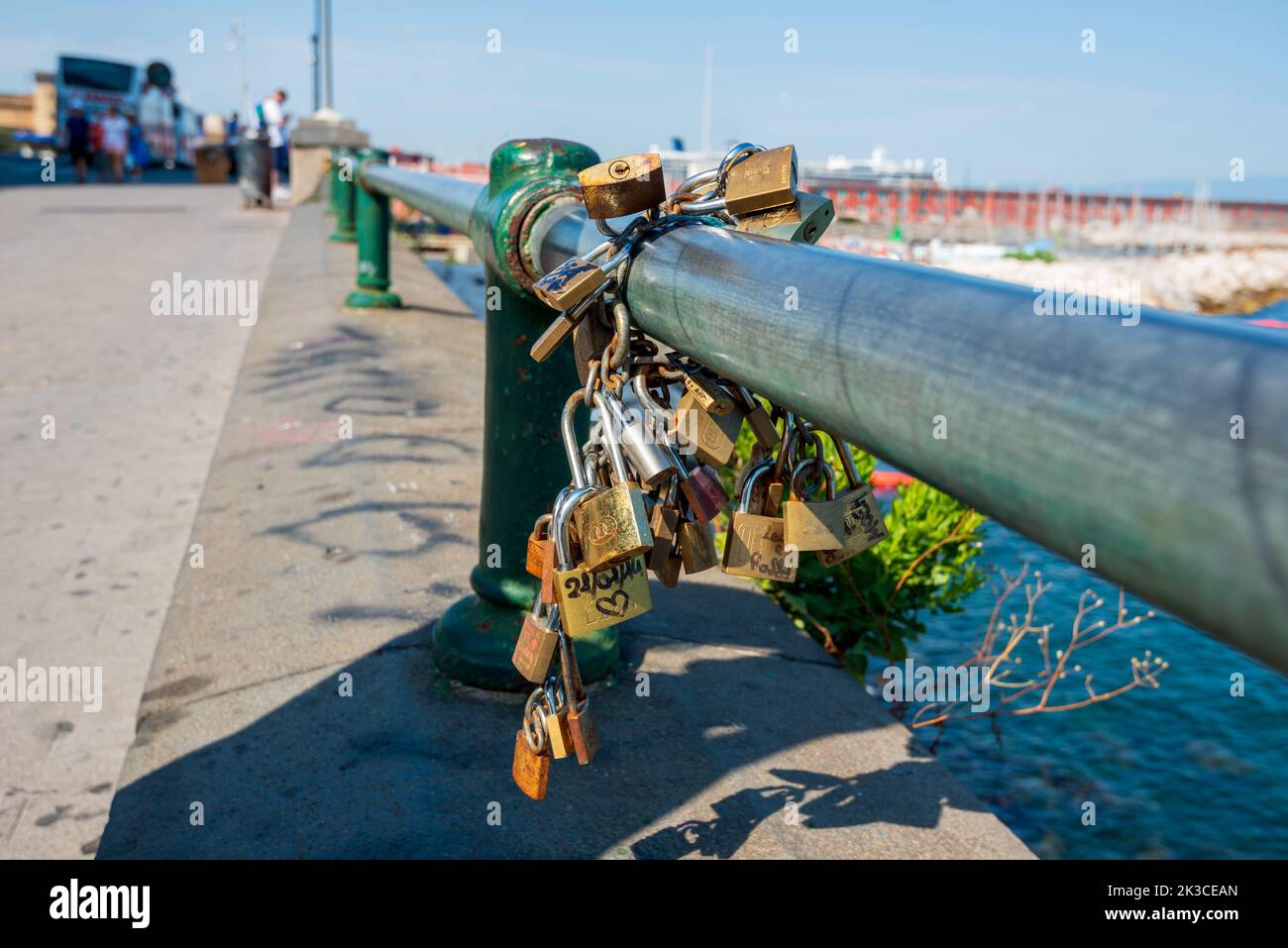Locks hanging on a handrail Stock Photo - Alamy
