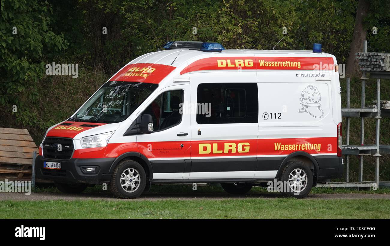 Biddinghuizen, Netherlands - Sept 23 2022 Van of German lifeguards ...