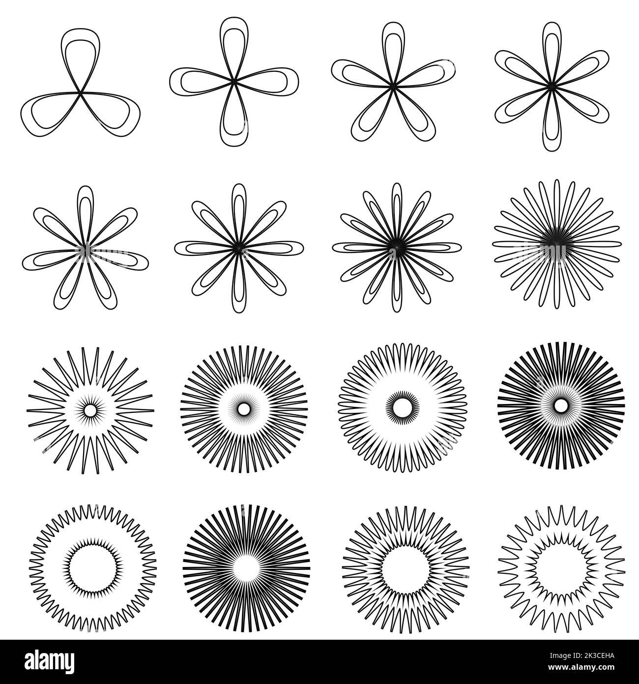 Flowers icons isolated over white background, flowers shapes ...