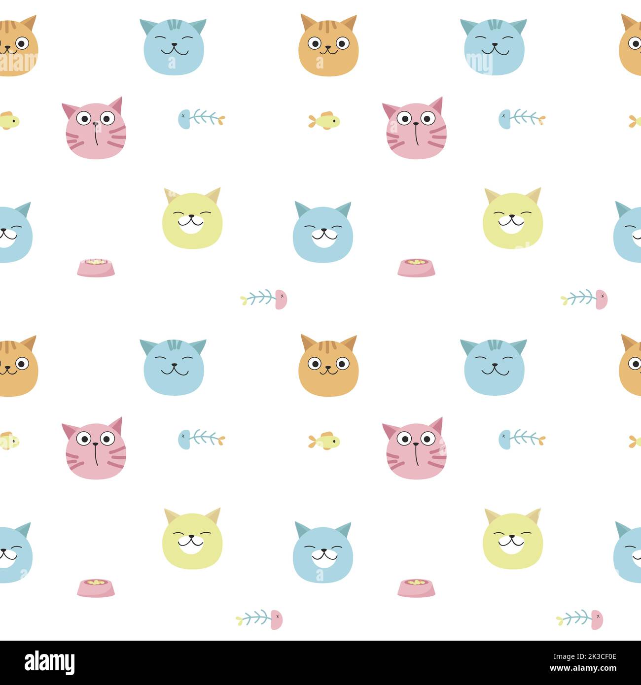 Funny cats vector seamless pattern. Creative design for fabric, textile ...