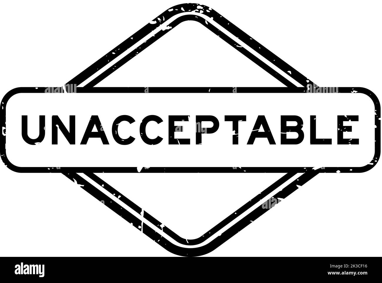 Grunge black unacceptable word rubber seal stamp on white background ...