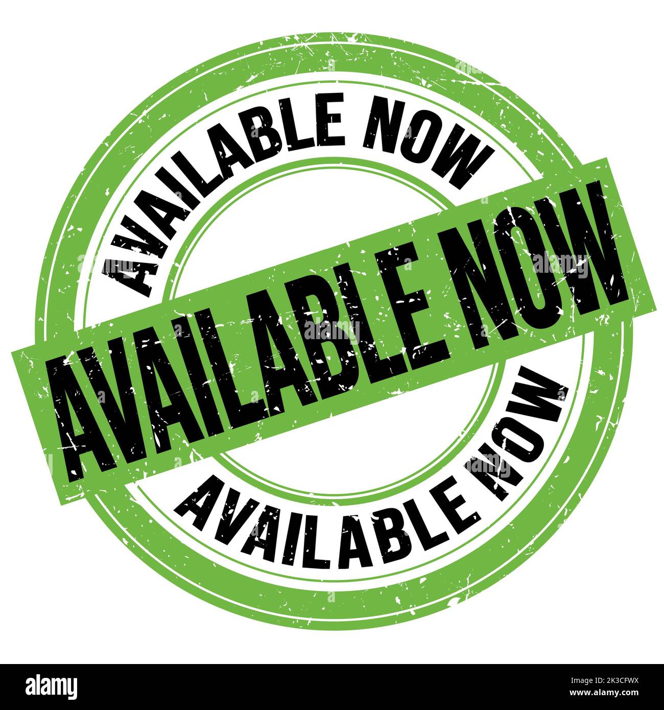 AVAILABLE NOW text written on green-black round grungy stamp sign Stock ...