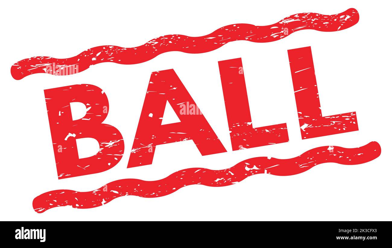 BALL text written on red lines stamp sign Stock Photo - Alamy