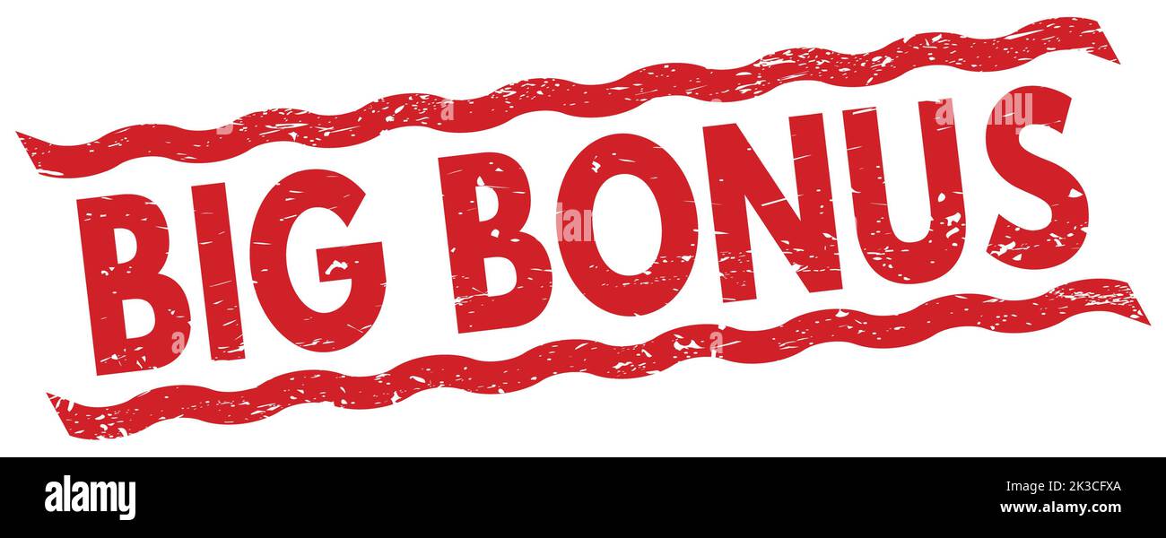 BIG BONUS text written on red lines stamp sign Stock Photo - Alamy