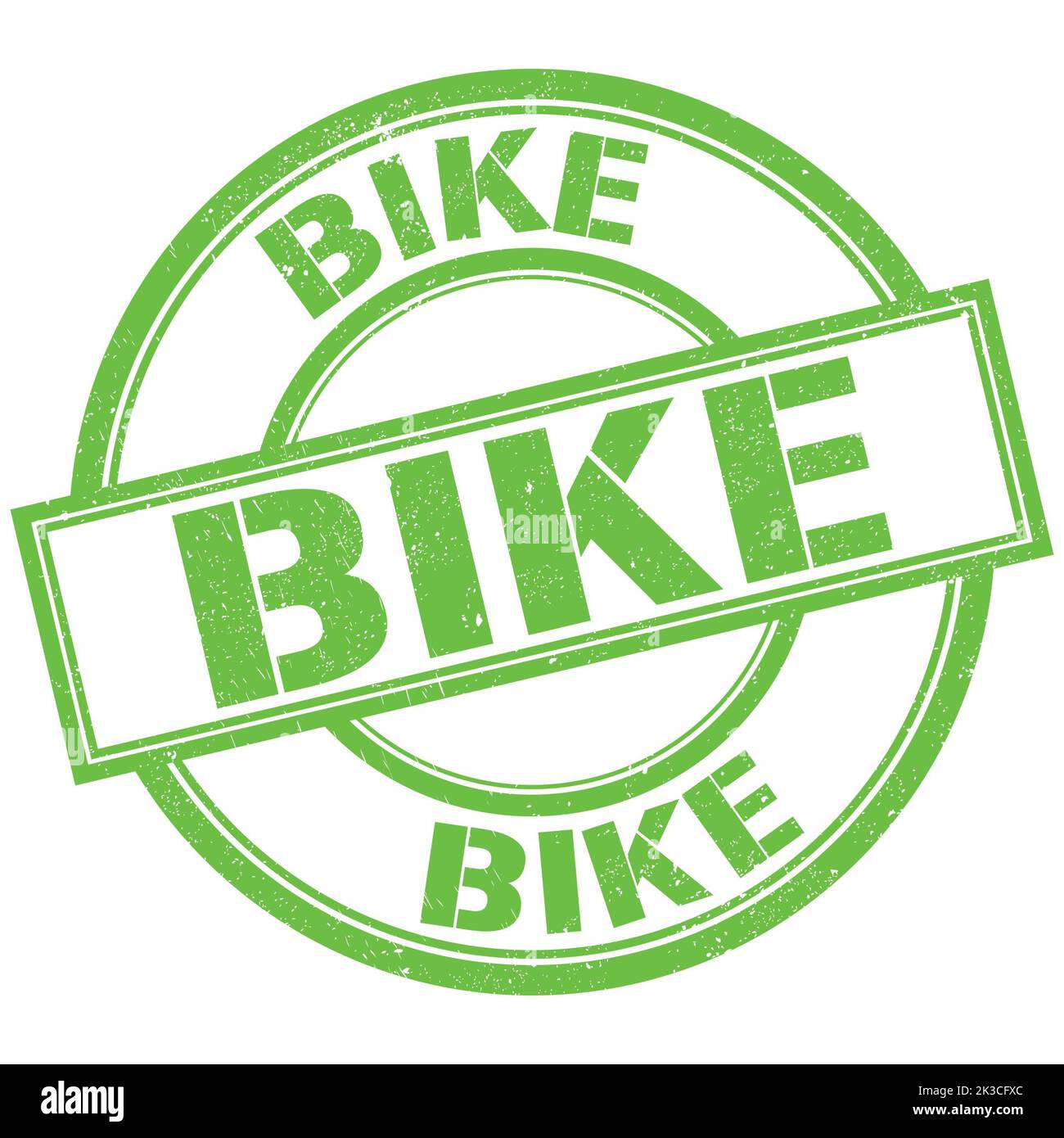 BIKE text written on green round stamp sign Stock Photo - Alamy
