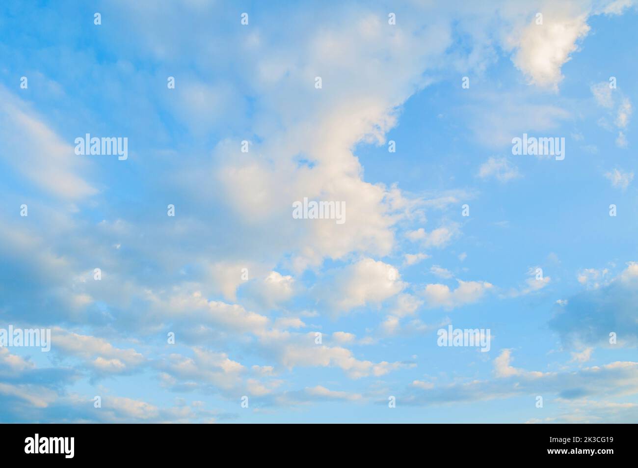Sky background, vast sky landscape with dramatic sunset clouds in soft ...
