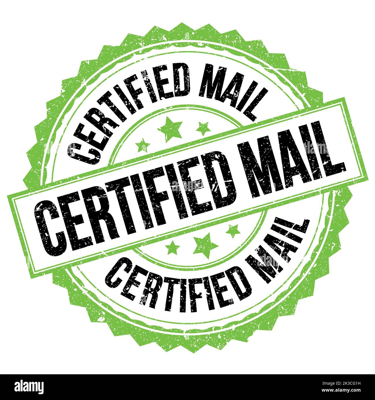 CERTIFIED MAIL text written on green-black round stamp sign Stock Photo ...