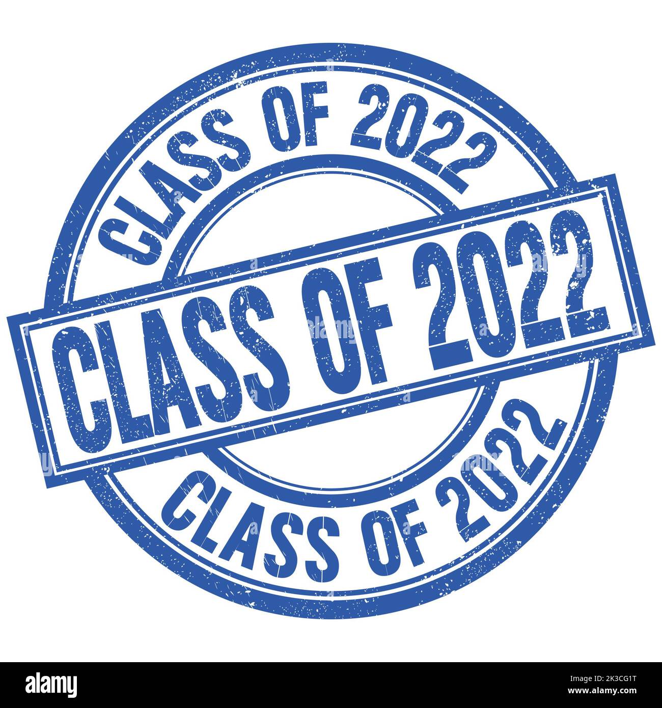 CLASS OF 2022 text written word on blue round stamp sign Stock Photo ...