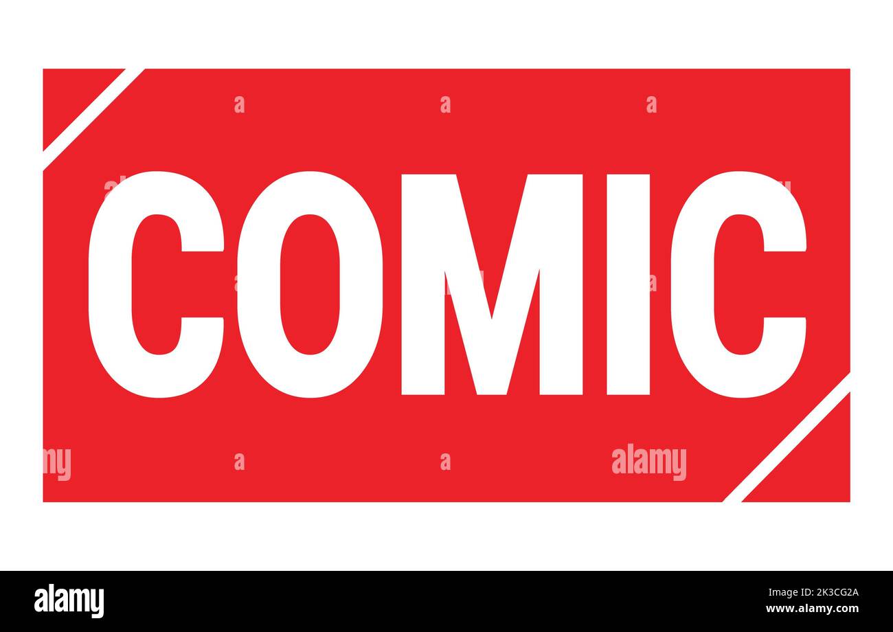 COMIC text written on red rectangle stamp sign Stock Photo - Alamy