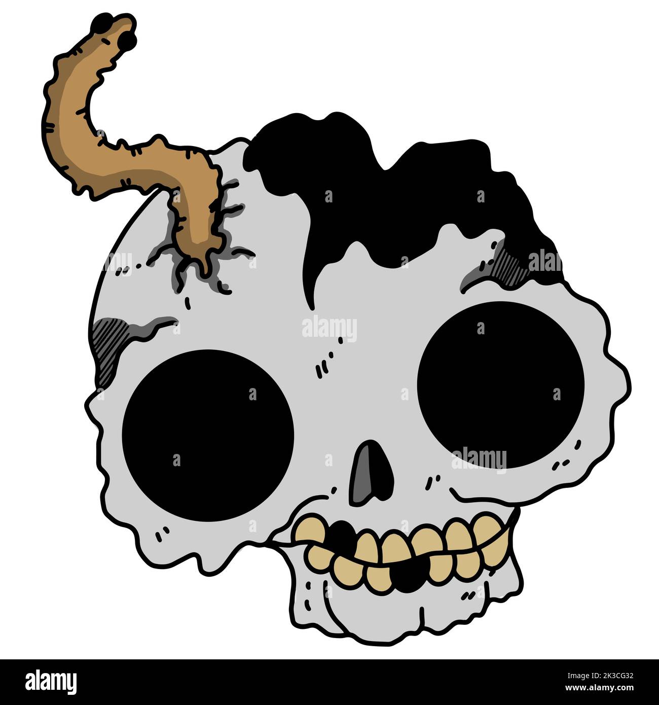 skull scary deathe with worm halloween illustration Stock Vector Image ...