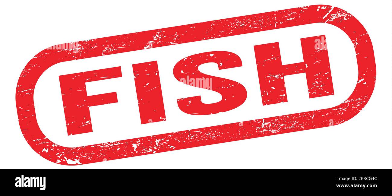 FISH, text written on red rectangle stamp sign Stock Photo - Alamy